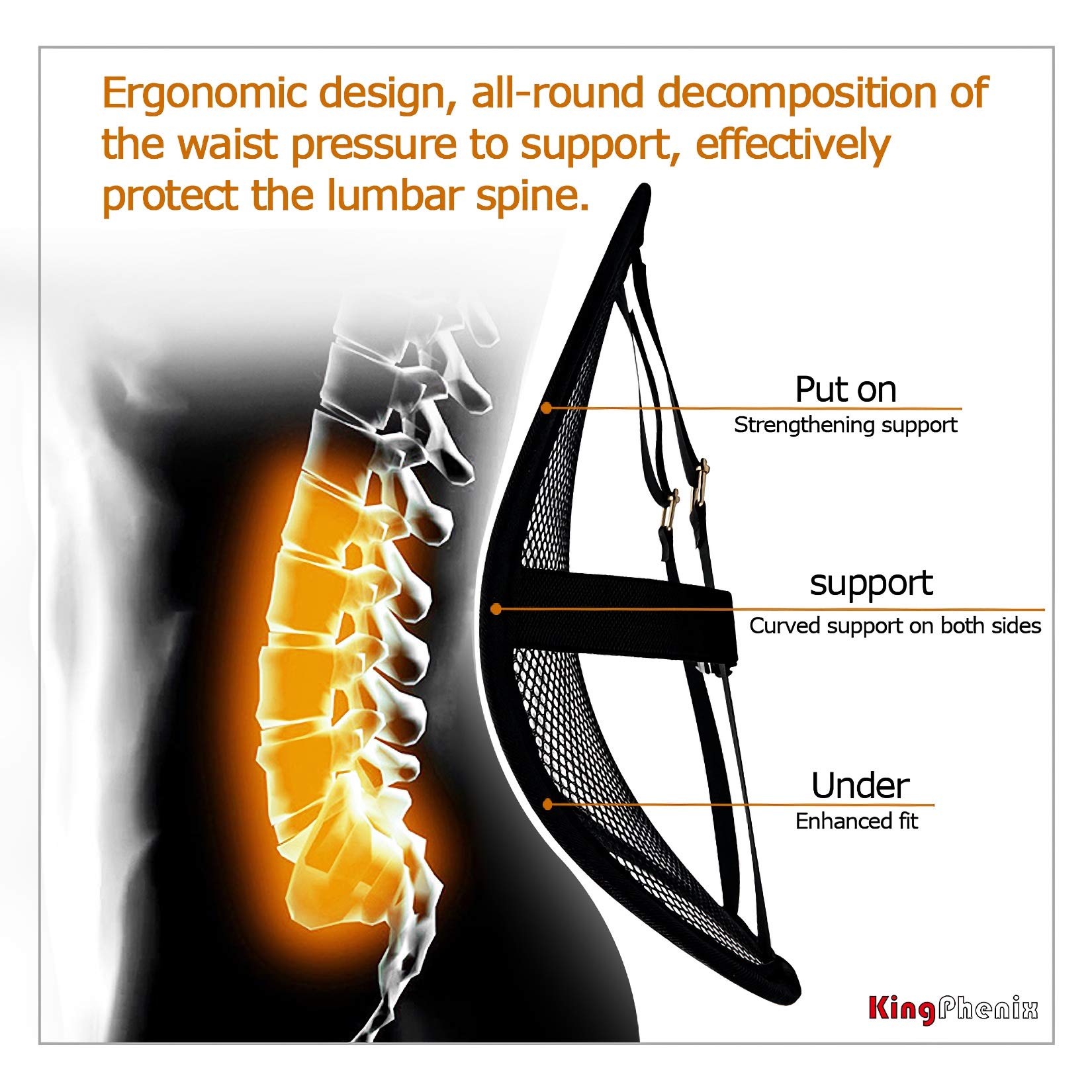 kingphenix Lumbar Support (2 Pack) with Breathable Mesh, Suit for Car, Office Chair