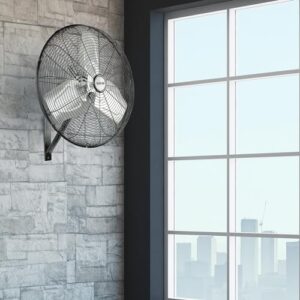 Hurricane 20 Inch Pro Commercial Grade Corded Electric Classic Oscillating Wall Mount Fan with 3 Speed Settings for Air Circulation, Black