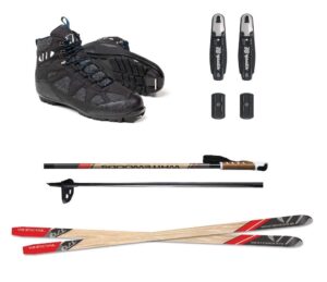 whitewoods whitetail adult metal edge cross-country nnn ski package - skis, boots, bindings, poles | 160cm (for skiers 100-130 lbs.) (eu boot size: 38)