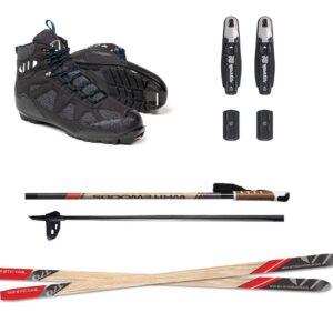 Whitewoods Whitetail Adult Metal Edge Cross-Country NNN Ski Package - Skis, Boots, Bindings, Poles | 160CM (for Skiers 100-130 lbs.) (EU Boot Size: 38)