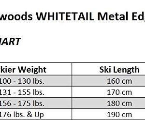 Whitewoods Whitetail Adult Metal Edge Cross-Country NNN Ski Package - Skis, Boots, Bindings, Poles | 160CM (for Skiers 100-130 lbs.) (EU Boot Size: 38)