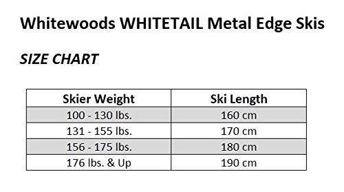 Whitewoods Whitetail Adult Metal Edge Cross-Country NNN Ski Package - Skis, Boots, Bindings, Poles | 160CM (for Skiers 100-130 lbs.) (EU Boot Size: 38)