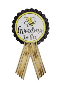 grandma to be pin baby shower bee badge for nona to wear sprinkle gender reveal by amy's bubbling boutique