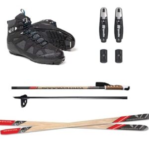 Whitewoods Whitetail Adult Metal Edge Cross-Country NNN Ski Package - Skis, Boots, Bindings, Poles | 160CM (for Skiers 100-130 lbs.) (EU Boot Size: 36)