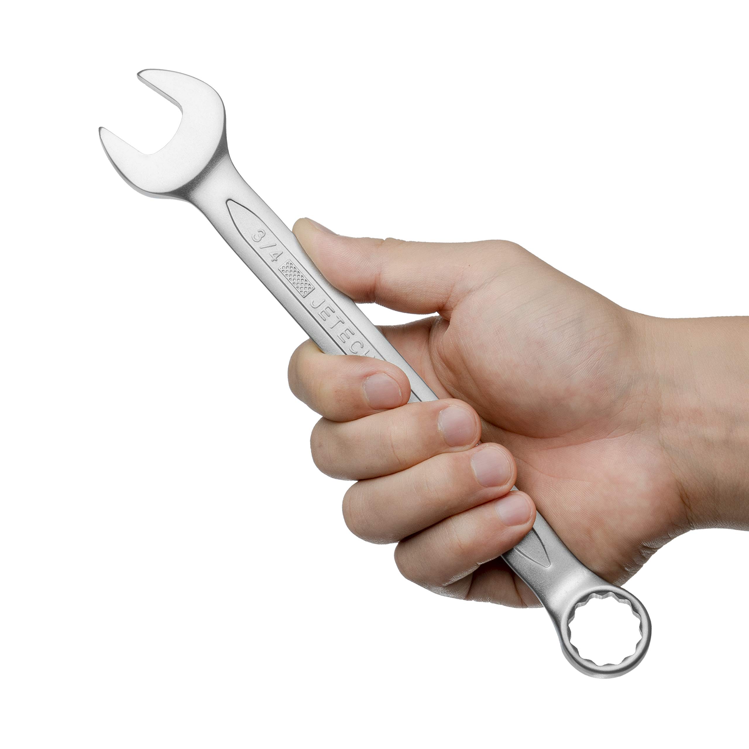 Jetech 3/4 Inch Combination Wrench - Durable Cr-V Steel, Precise 12 Point Opening, Off-Corners Design, 15-Degree Offset