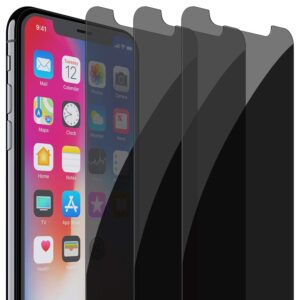 flexgear privacy screen protector for iphone x xs [new generation] tempered glass (3-pack)