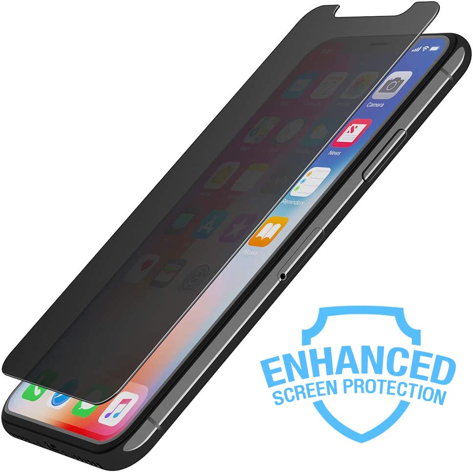 FlexGear Privacy Screen Protector for iPhone X Xs [New Generation] Tempered Glass (3-Pack)