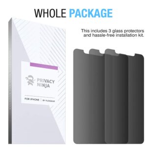 FlexGear Privacy Screen Protector for iPhone X Xs [New Generation] Tempered Glass (3-Pack)