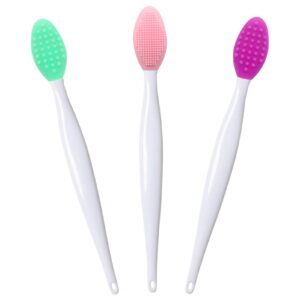 lip scrub brush lip brush tool,double-sided silicone exfoliating lip brush,gentle lip exfoliator scrubber brush for smooth,soft,bright,and healthy lips(3 pcs)