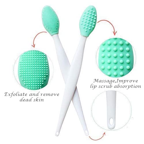 Lip Scrub Brush Lip Brush Tool,Double-Sided Silicone Exfoliating Lip Brush,Gentle Lip Exfoliator Scrubber Brush for Smooth,Soft,Bright,and Healthy Lips(3 PCS)