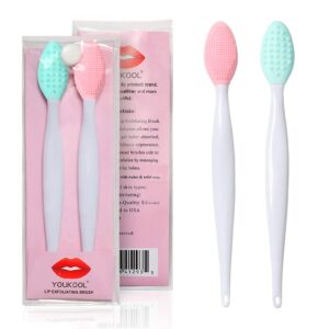 lip scrub brush lip brush tool,double-sided silicone exfoliating lip brush,gentle lip exfoliator scrubber brush for smooth,soft,bright,and healthy lips(2 pcs)