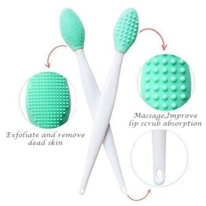 Lip Scrub Brush Lip Brush Tool,Double-Sided Silicone Exfoliating Lip Brush,Gentle Lip Exfoliator Scrubber Brush for Smooth,Soft,Bright,and Healthy Lips(2 PCS)