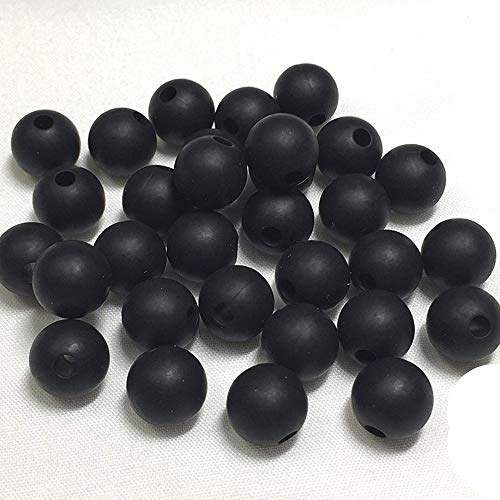 Black Silicone Beads by BLUE RABBIT CO for Keychain Making, Necklace, Bracelet (19mm, Black) Bulk Beads & Bead Assortments, Silicon Beads