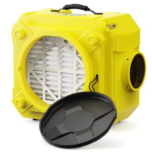 alorair air scrubber with 3 stage filtration, stackable negative air machine for industrial and commercial use, heavy duty air cleaner with merv-10 filter, hepa/activated carbon filter, yellow