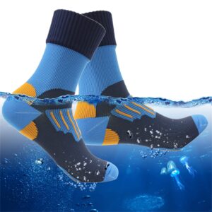 randy sun waterproof outdoor socks, men's stylish hiking camping backing ankle crew socks 1 pair (blue,medium)