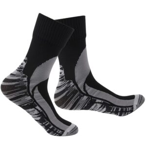 randy sun mid-calf waterproof socks, men's hiking trail running socks for athletic windproof socks 1 pair (black&gray,large)