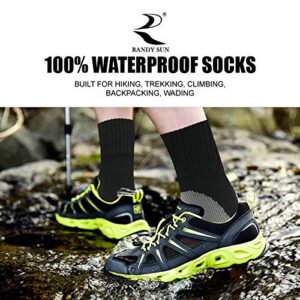 RANDY SUN Mid-Calf Waterproof Socks, Men's Hiking Trail Running Socks for Athletic Windproof Socks 1 Pair (Black&Gray,Large)