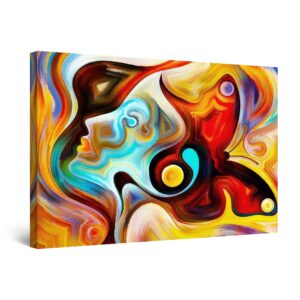 startonight canvas wall art abstract colored woman face simona, framed 32" x 48"