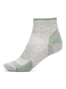 exofficio men's bugsaway solstice canyon qtr socks, sleet heather/alpine green, l/xl