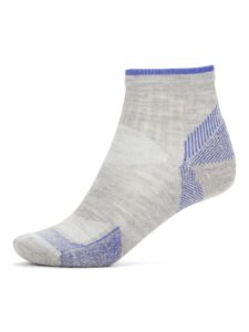 exofficio women's bugsaway solstice canyon quarter socks, sleet heather/admiral blue, s/m