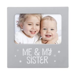 tiny ideas me and my sister picture frame, baby keepsake frame, sibling gifts for sisters, brothers, birthday, shower, baptism, newborn nursery decor, 4x6 photo insert, grey