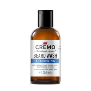 cremo beard wash thickening formula deep cleans while adding volume, 4 fl oz