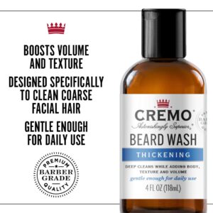 Cremo Beard Wash Thickening Formula Deep Cleans While Adding Volume, 4 Fl Oz