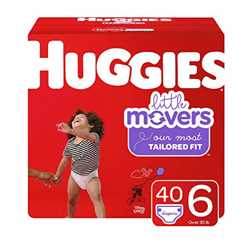 Huggies Little Movers Baby Diapers, Size 6, 40 Ct