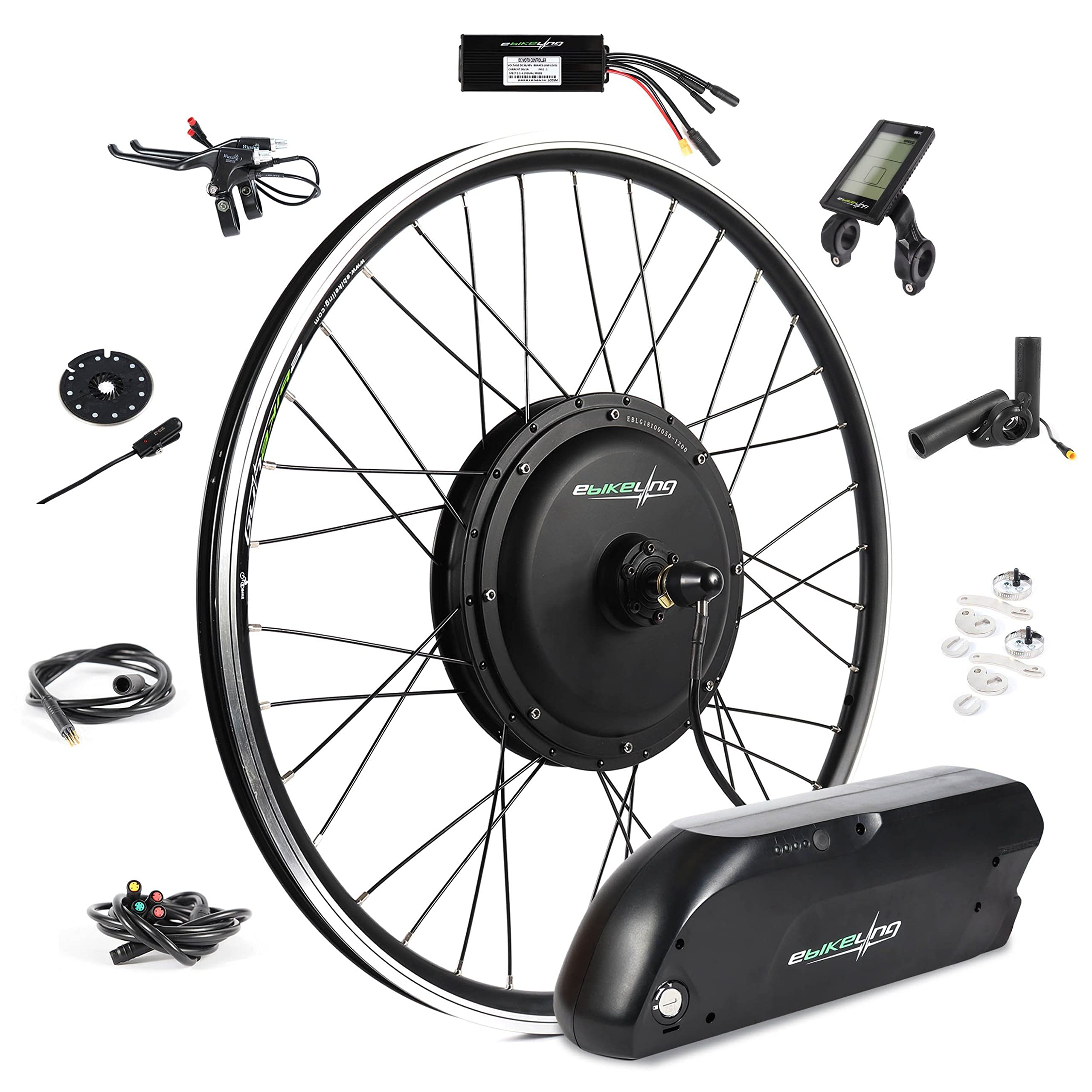 EBIKELING Waterproof Ebike Conversion Kit with Battery 26" Direct Drive Front or Rear Wheel Electric Bike Conversion Kit Ebike Battery & Charger Included 1500W 1200W Electric Bike for Adults