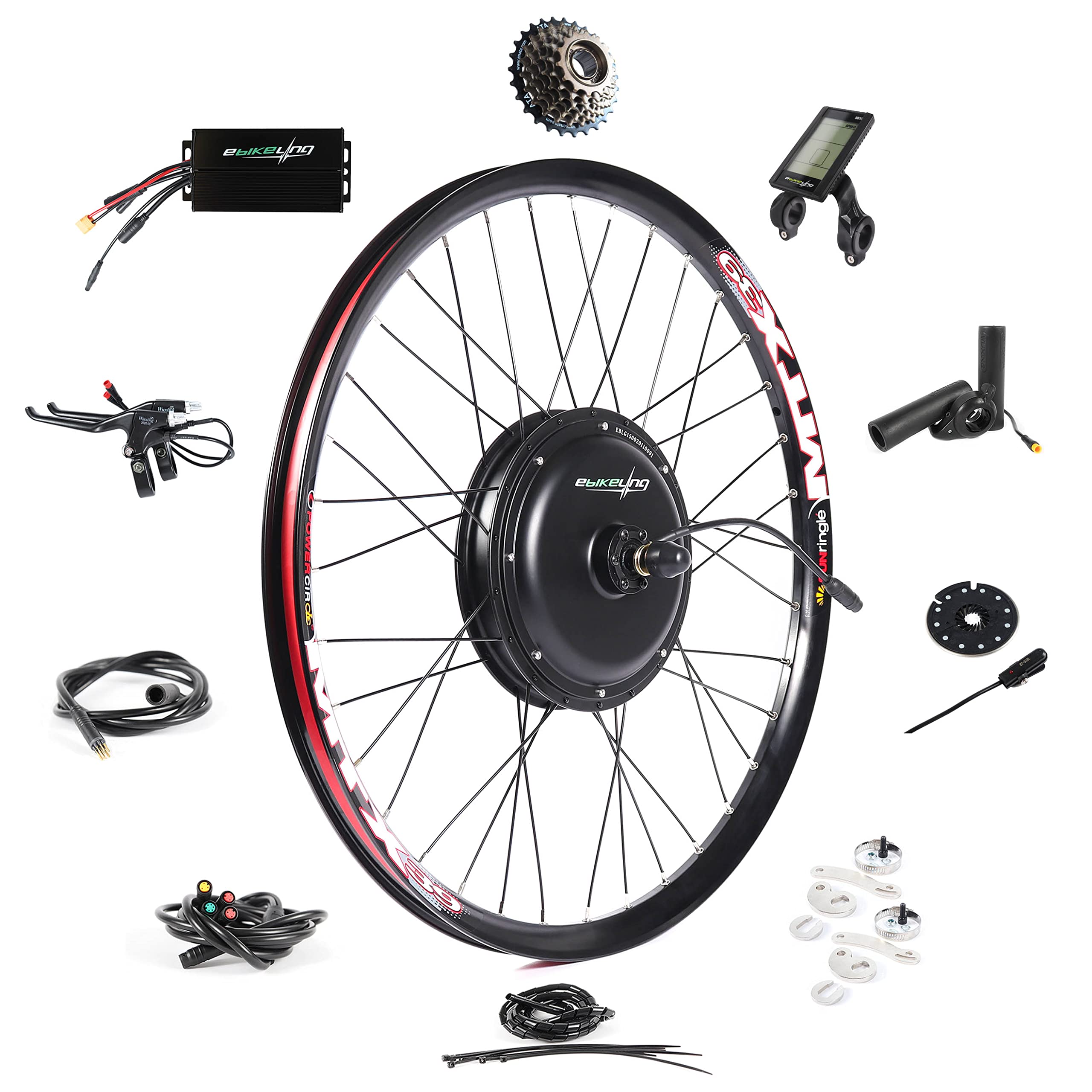 EBIKELING Waterproof Ebike Conversion Kit for Electric Bike 700C Rear Wheel Electric Bicycle Hub Motor Kit with Mountain Bike Rim 1500W 1200W 750W 500W Electric Bike Conversion Kit