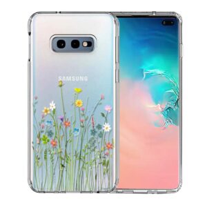 unov galaxy s10e case, clear with design soft tpu shock absorption slim embossed floral pattern protective back cover for samsung galaxy s10e 5.8in (flower bouquet)