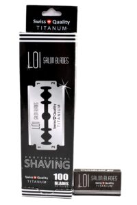 100 loi titanium double edge razor blades for safety razor - men´s safety razor blades for shaving for men for a smooth and clean shave (1 year supply)