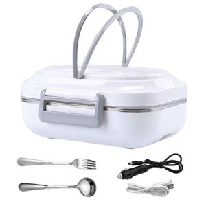 Electric Heating Lunch Box Car Home Office Travel Use Food Warmer Portable Bento Meal Heater with Removable 304 Stainless Steel Container 110V 12V Dual Use