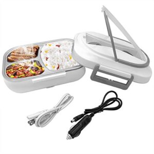 Electric Heating Lunch Box Car Home Office Travel Use Food Warmer Portable Bento Meal Heater with Removable 304 Stainless Steel Container 110V 12V Dual Use