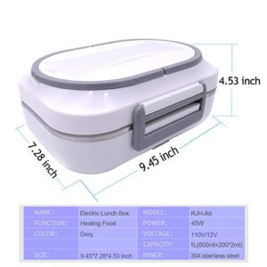 Electric Heating Lunch Box Car Home Office Travel Use Food Warmer Portable Bento Meal Heater with Removable 304 Stainless Steel Container 110V 12V Dual Use