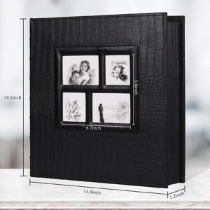 RECUTMS Photo Album 600 Pockets Leather Cover Black Pages Big Capacity for 4x6 Photos Book Hardcover Wedding Gift Valentines Day Present Family Baby Albums