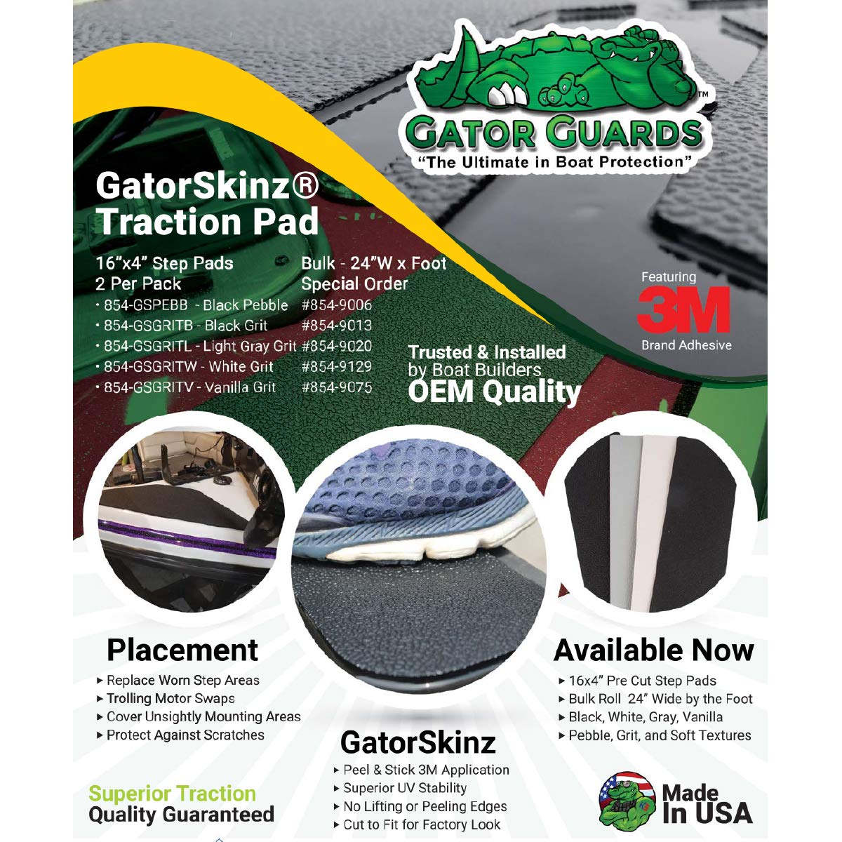 Gator Guards GS-SAN-24x24 Black GatorSkinz 24"x24", Soft Touch Texture