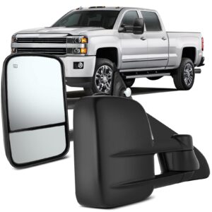 ocpty rearview mirrors, power heated towing mirrors for 2014-2018 for chevy silverado 2014-2018 for gmc sierra with black housing