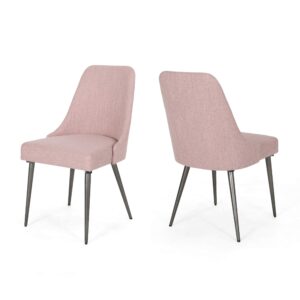 christopher knight home dawn modern fabric dining chairs (set of 2), light blush