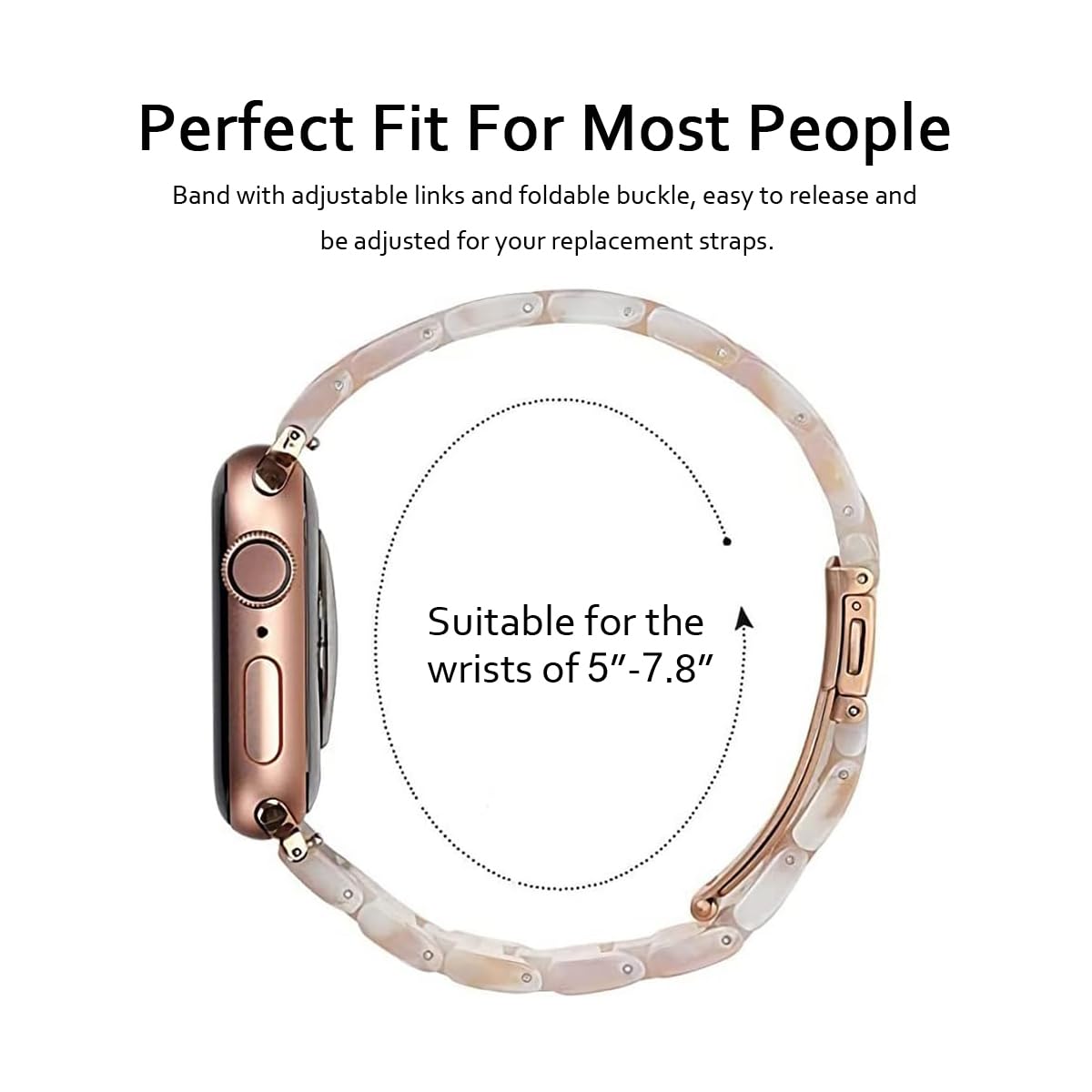 MAIRUI Resin Watch Bands Compatible with Apple Watch iWatch Wristband for Women Men Dressy Link Replacement Strap 41mm/40mm/38mm Series 9/8/7/6 SE 5/4/3/2/1/Ultra 2/Ultra