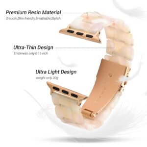 MAIRUI Resin Watch Bands Compatible with Apple Watch iWatch Wristband for Women Men Dressy Link Replacement Strap 41mm/40mm/38mm Series 9/8/7/6 SE 5/4/3/2/1/Ultra 2/Ultra