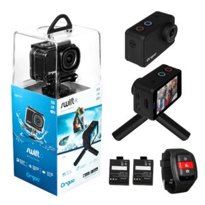 orgoo oc1/blk swift 4k action camera electronic image stabilization, sony image sensor, 2” ips touchscreen, accessories (ip68 certified waterproof case, wearable remote, mini tripod, and more)