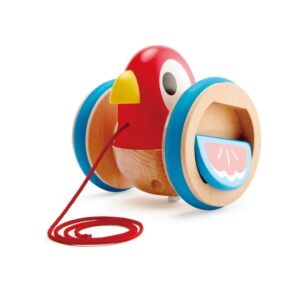 hape baby bird pull-along | wooden wobbling & flapping pull toddler toy, bright colors multicolor, l: 5.2, w: 5, h: 4.8 inch