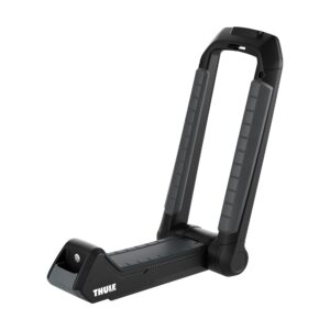 thule hull-a-port aero rooftop kayak rack - carries 1 kayak - anti-theft design - foldable design - rubber padding mounting surface - easy strap management - 75lb weight capacity