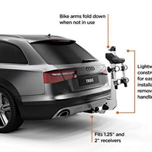 Thule Helium Pro Hanging Bike Rack - Carries 2 Bikes - Lightweight Hitch Bike Rack - Fits 2" and 1.25" receivers - Quick Tool-Free Installation - Tilts for Trunk Access - 75lb Load Capacity