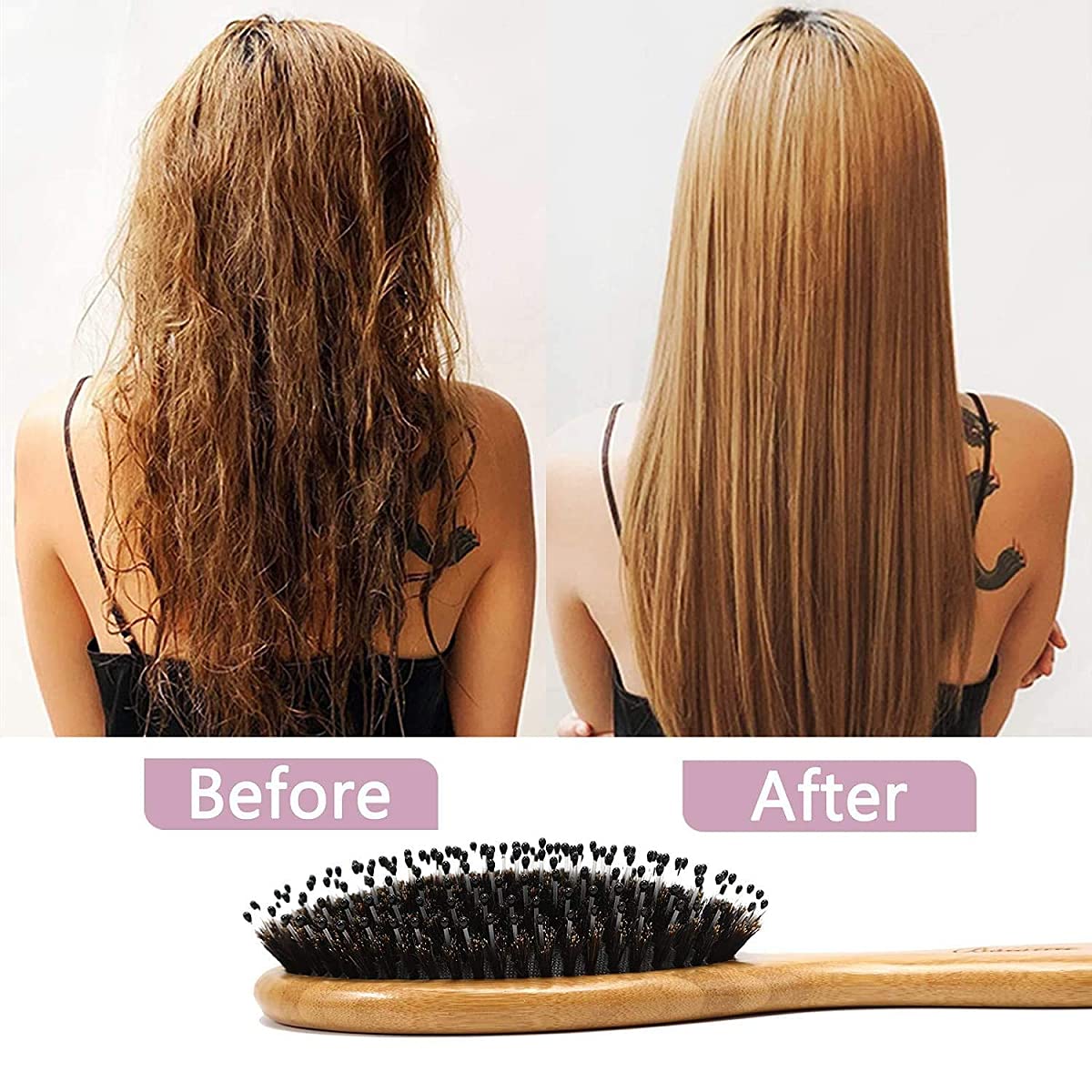 Hair Brush Comb Set Boar Bristle Hairbrush for Curly Thick Long Fine Dry Wet Hair,Best Travel Bamboo Paddle Detangler Detangling Hair Brushes for Women Men Kids Adding Shine Smoothing Hair