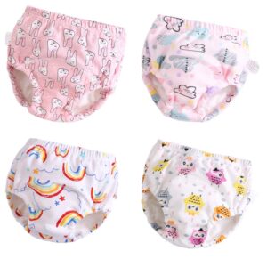 u0u toddler potty training pants 4 pack,cotton training underwear size 2t,3t,4t,waterproof underwear for kids pink 3t