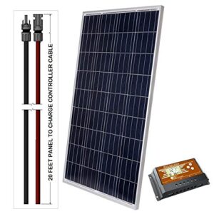 lightcatcher-solar 100-watt 12-volt polycrystalline solar panel kit (panel+pwm controller + 20' wire)