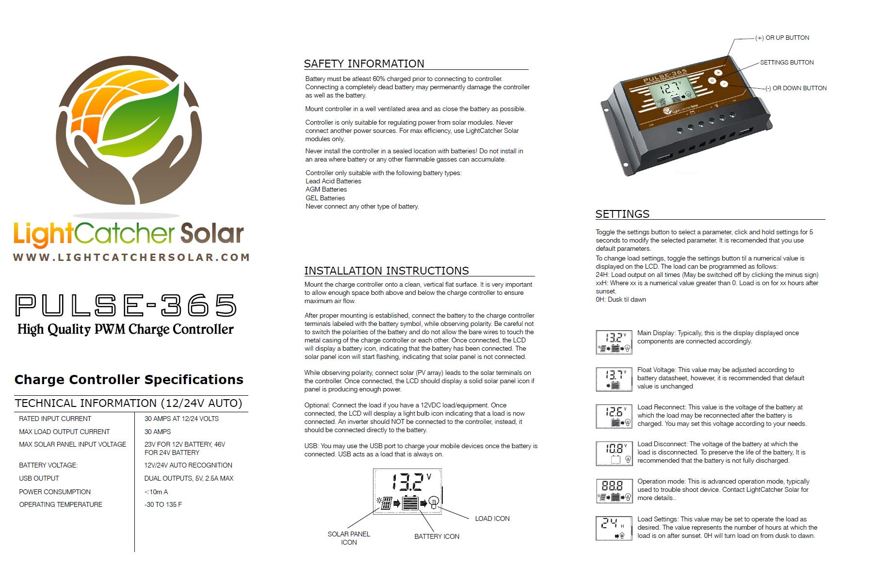 LightCatcher-Solar 100-Watt 12-Volt Polycrystalline Solar Panel Kit (Panel+PWM Controller + 20' Wire)