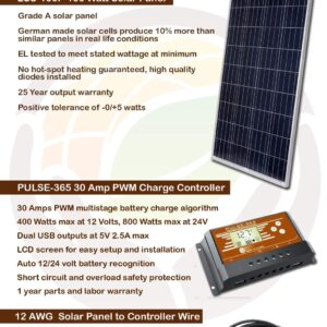 LightCatcher-Solar 100-Watt 12-Volt Polycrystalline Solar Panel Kit (Panel+PWM Controller + 20' Wire)